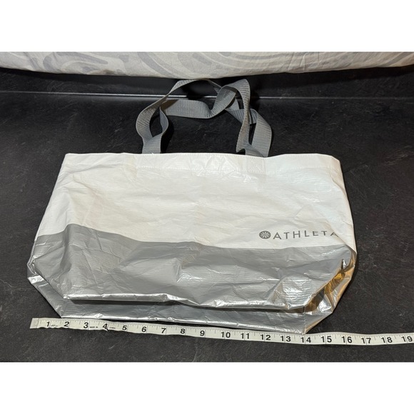 Athleta | Bags | Athleta Reusable Shopping Tote Bag Large White Silver ...